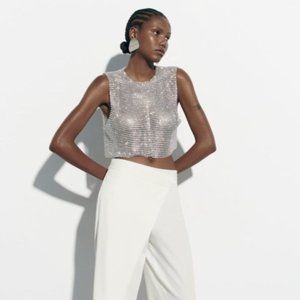 Zara | Tops | Zara Open Back Rhinestone Top | Poshmark
